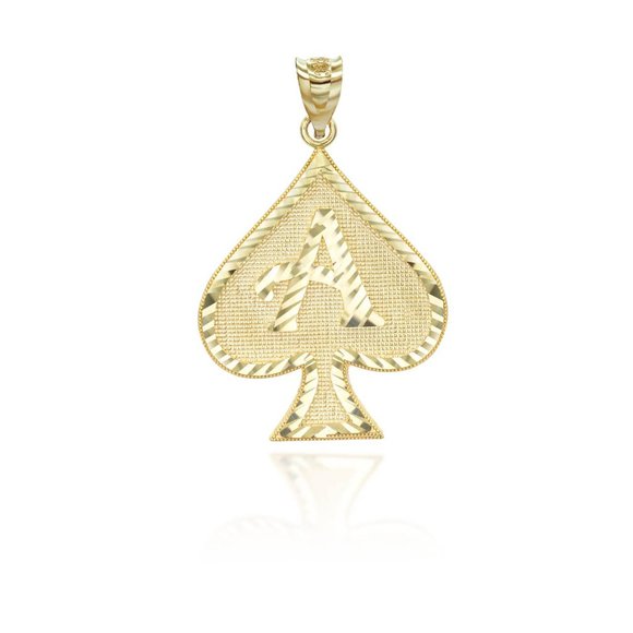 Element Shine | Jewelry | Solid 4k Gold Ace Of Spades Pendant Yellow ...